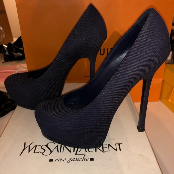 Yves Saint Laurent | Shoes | Ysl 5 Pump Jeans Toronto Blue | Poshmark